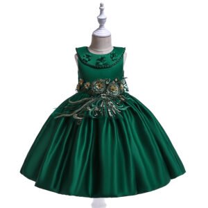 Green Kids Party Dress for Girls Stylish and Vibrant | Kidztyle